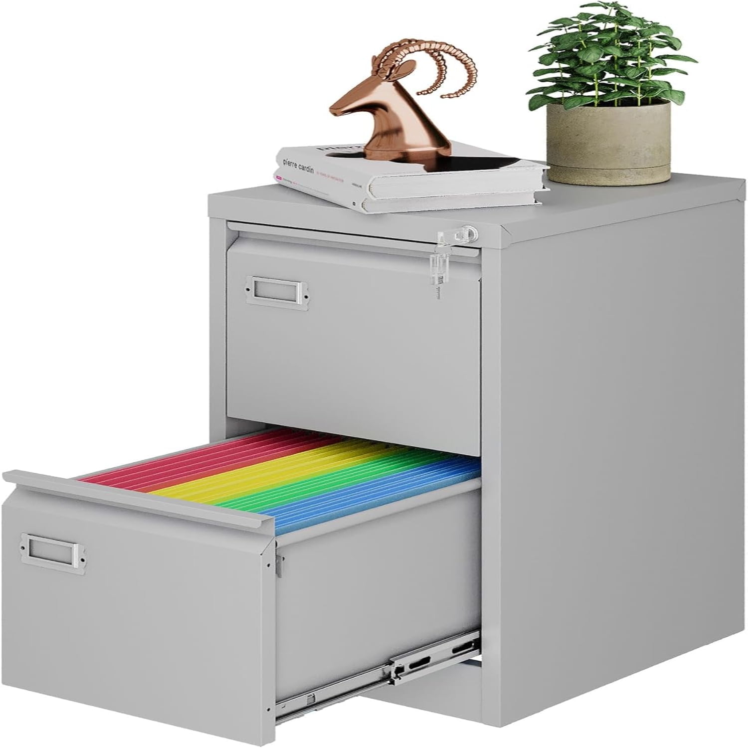 2 Drawer File Cabinet with Lock Metal Filing Cabinets Vertical Small ...