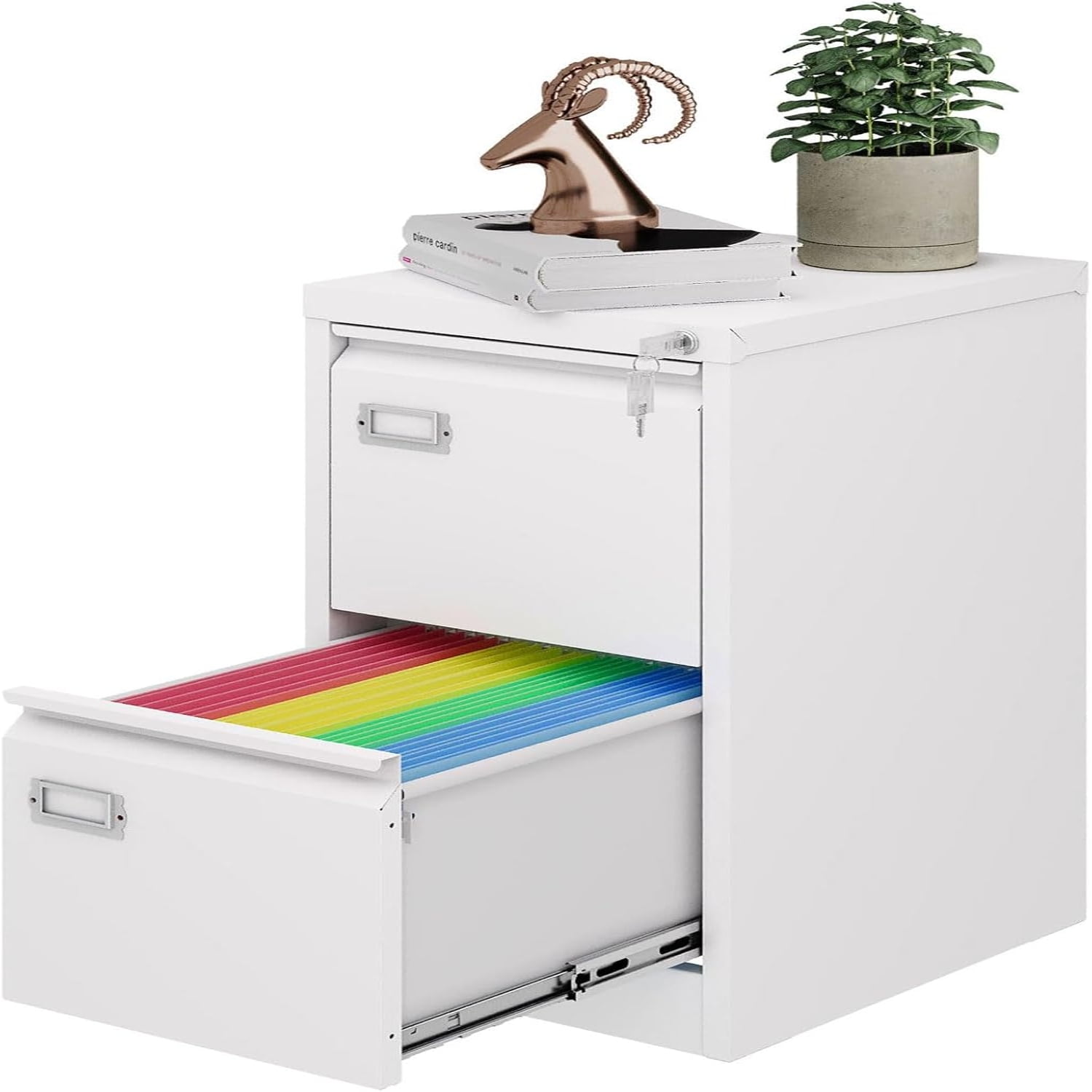 2 Drawer File Cabinet with Lock Metal Filing Cabinets Vertical Small ...