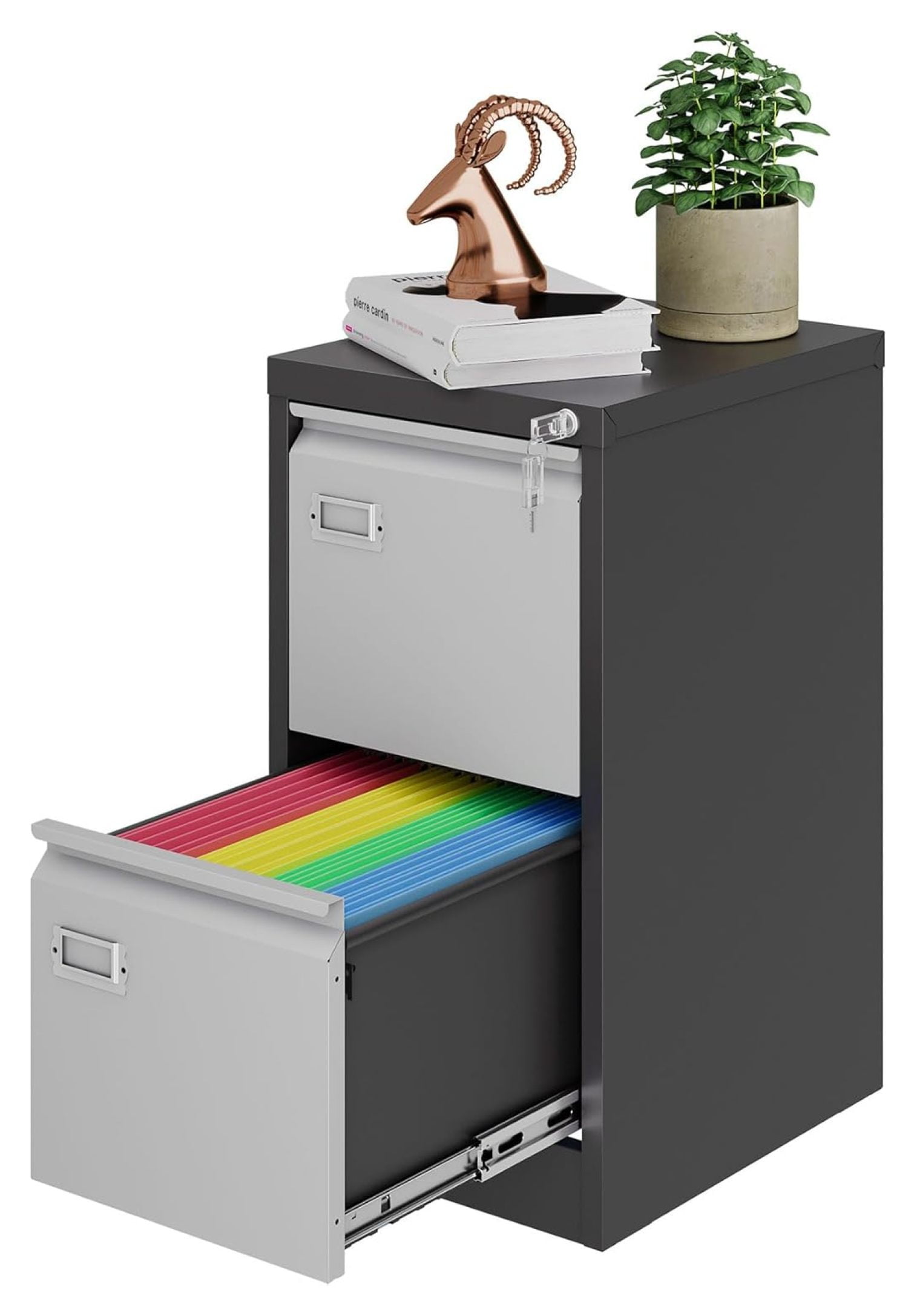 2 Drawer File Cabinet with Lock, Metal Filing Cabinets, Vertical Small ...