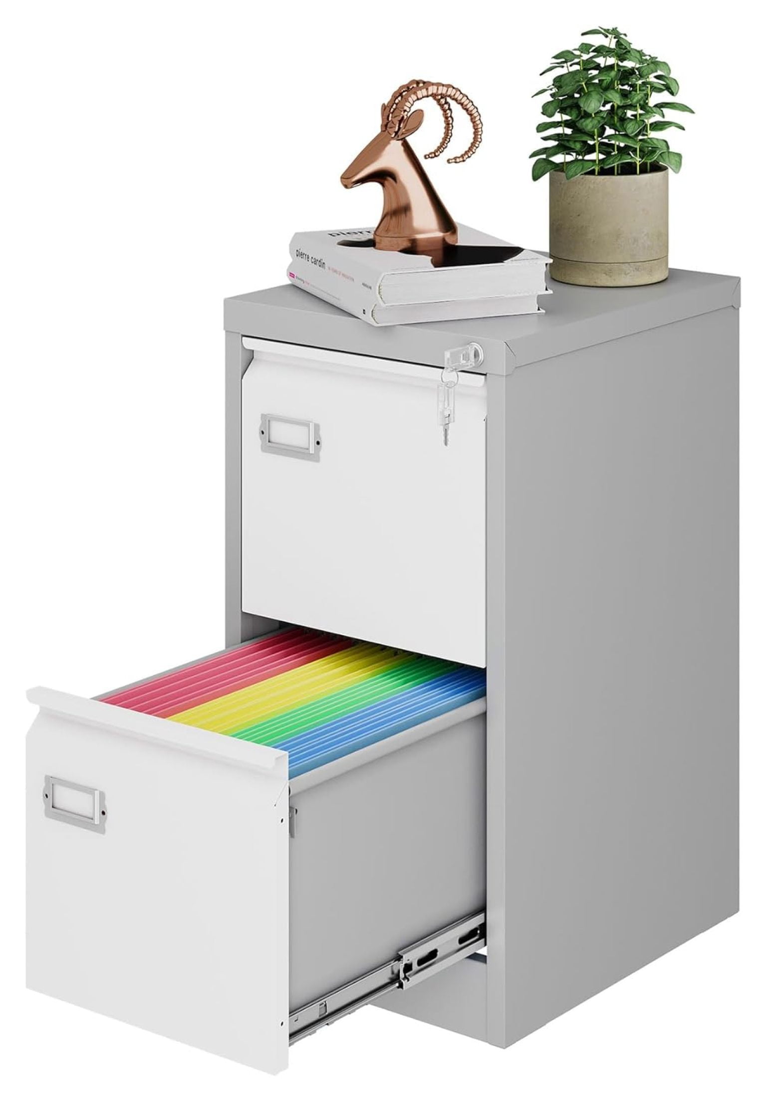 2 Drawer File Cabinet with Lock, Metal Filing Cabinets, Vertical Small ...