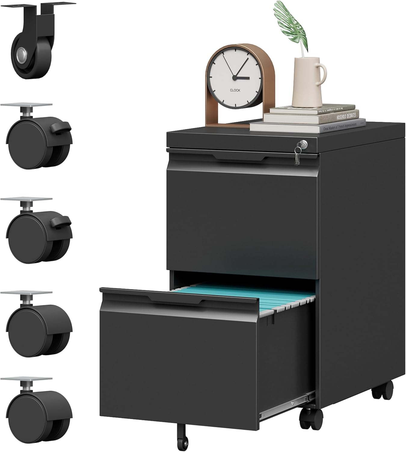 2-Drawer File Cabinet with Lock,Metal Vertical Filing Cabinets for Home ...