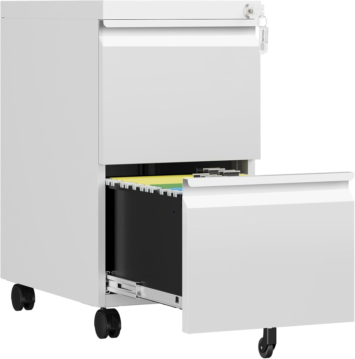 2 Drawer File Cabinet with Lock, Rolling File Cabinets for Home Office ...