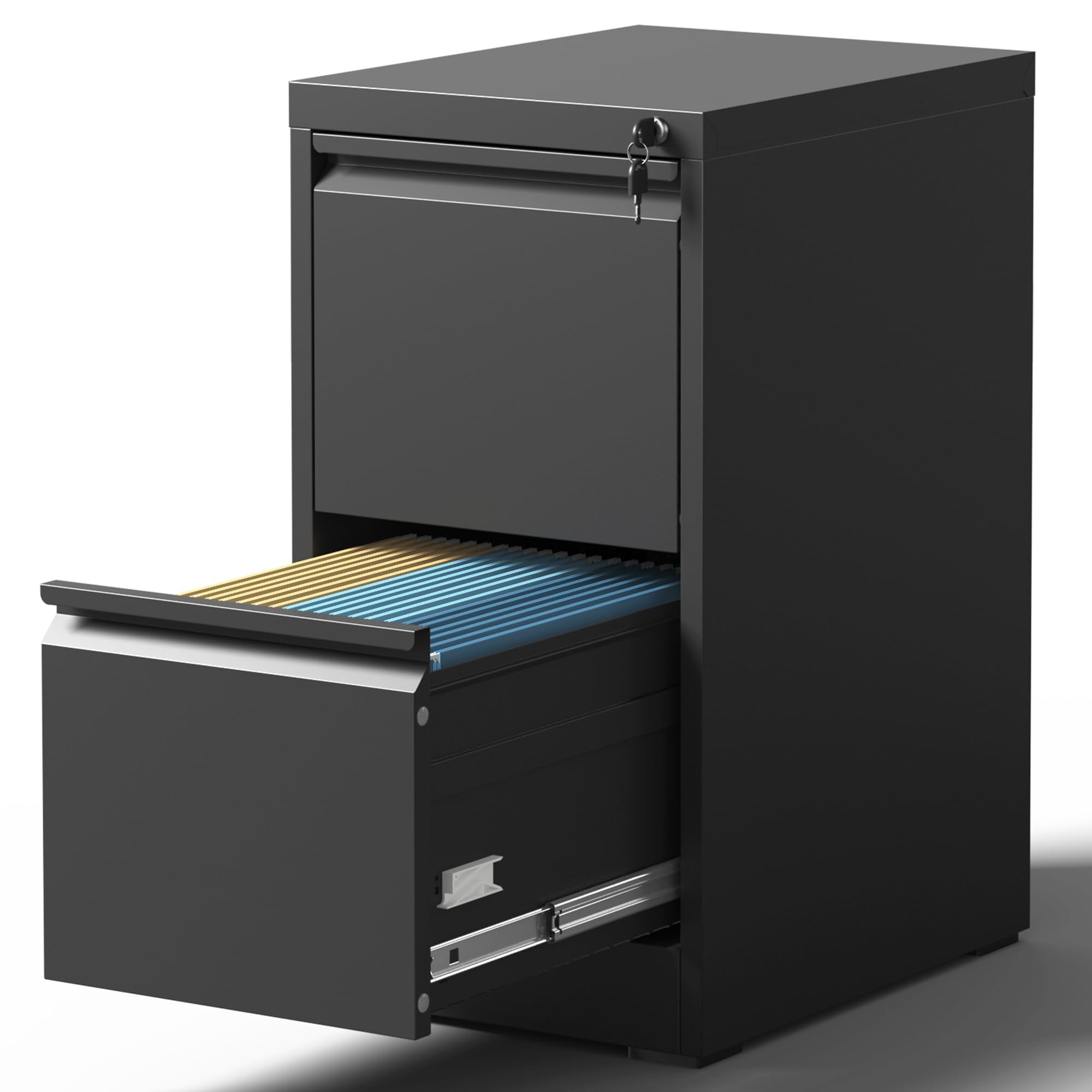 2 Drawer File Cabinet with Lock, Steel Vertical Filing Cabinet for Home ...