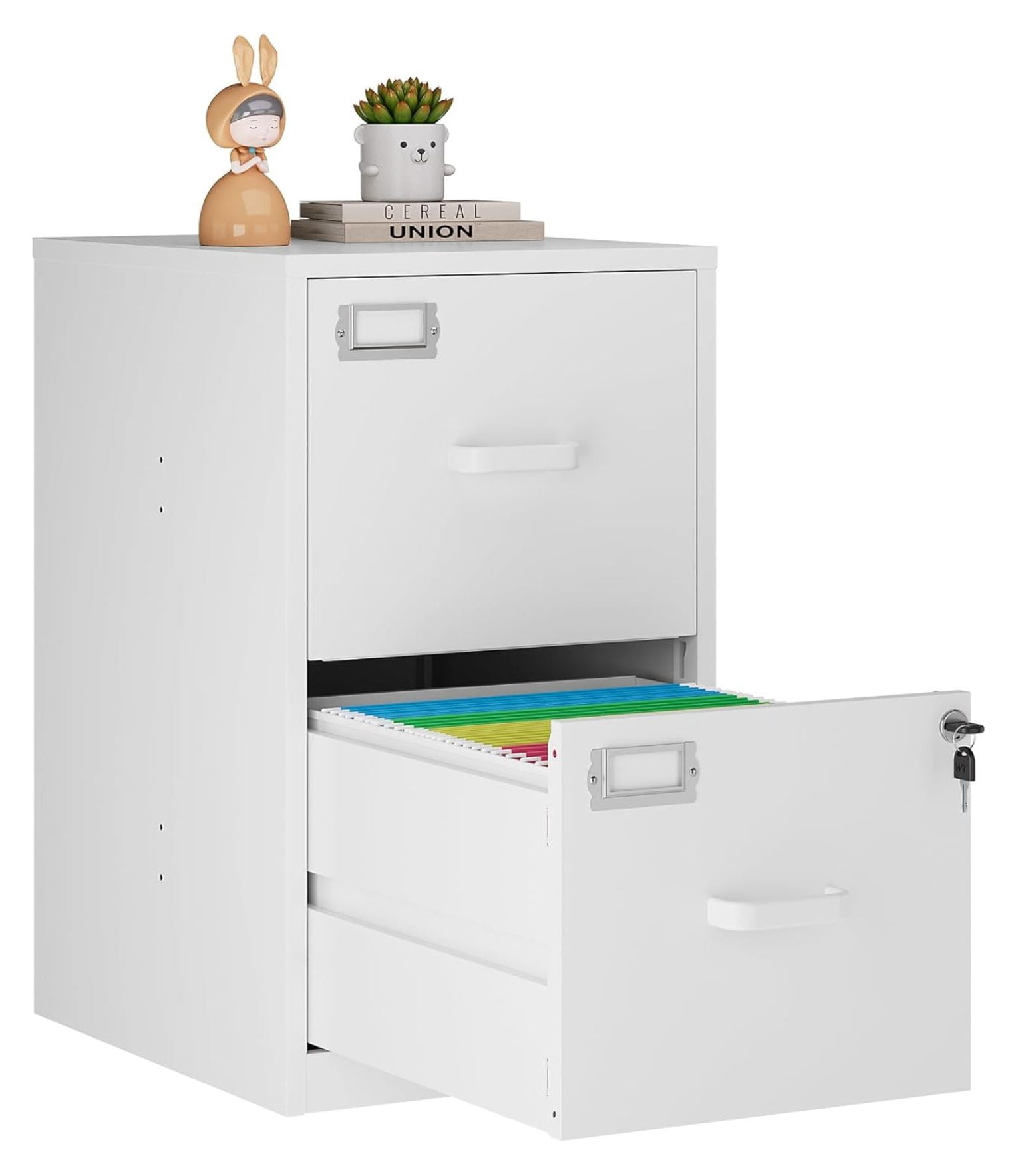 2 Drawer File Cabinet with Lock,White Metal Vertical File Cabinets for ...