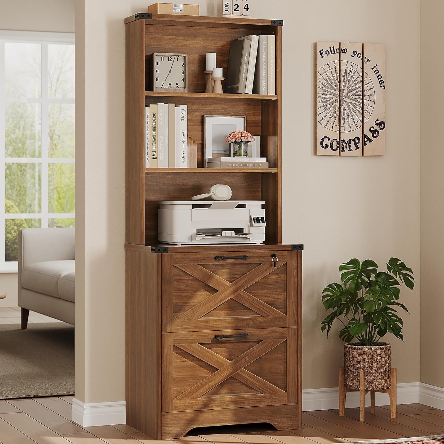 2 Drawer File Cabinet with Lock, Wood Filing Cabinet fits Letter, Legal ...