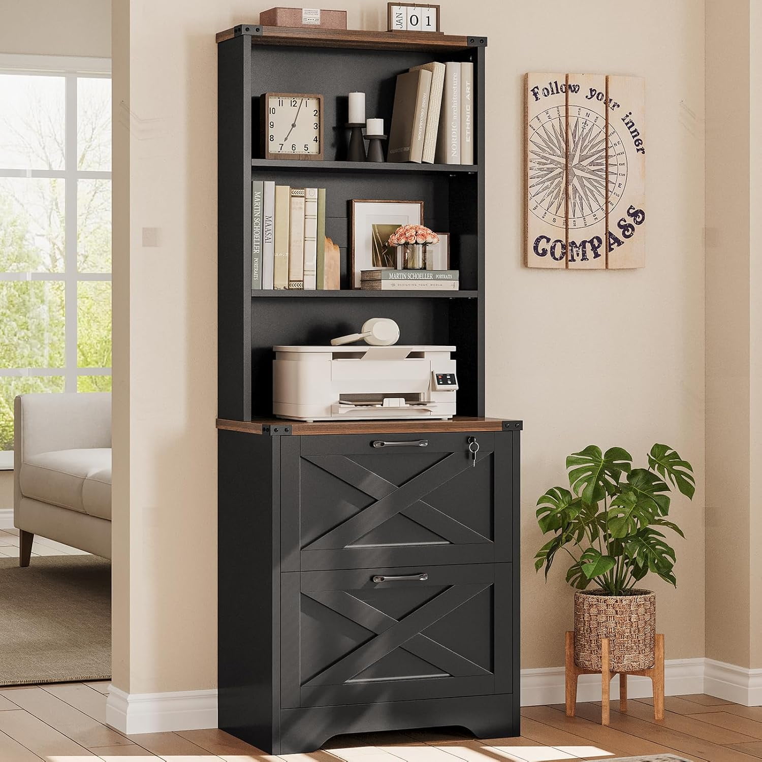 2 Drawer File Cabinet with Lock, Wood Filing Cabinet fits Letter, Legal ...