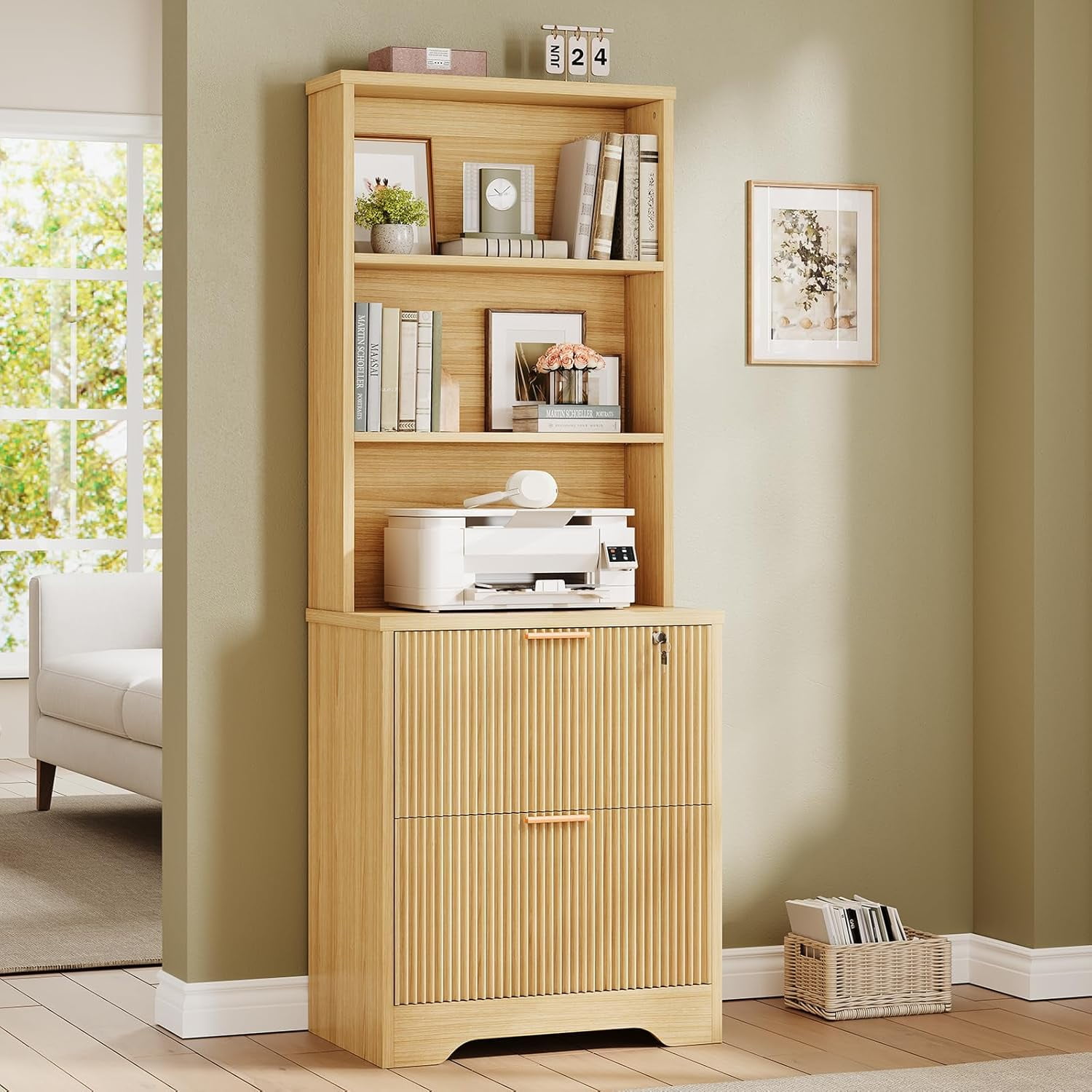 2 Drawer File Cabinet with Lock, Wood Filing Cabinet fits Letter, Legal ...