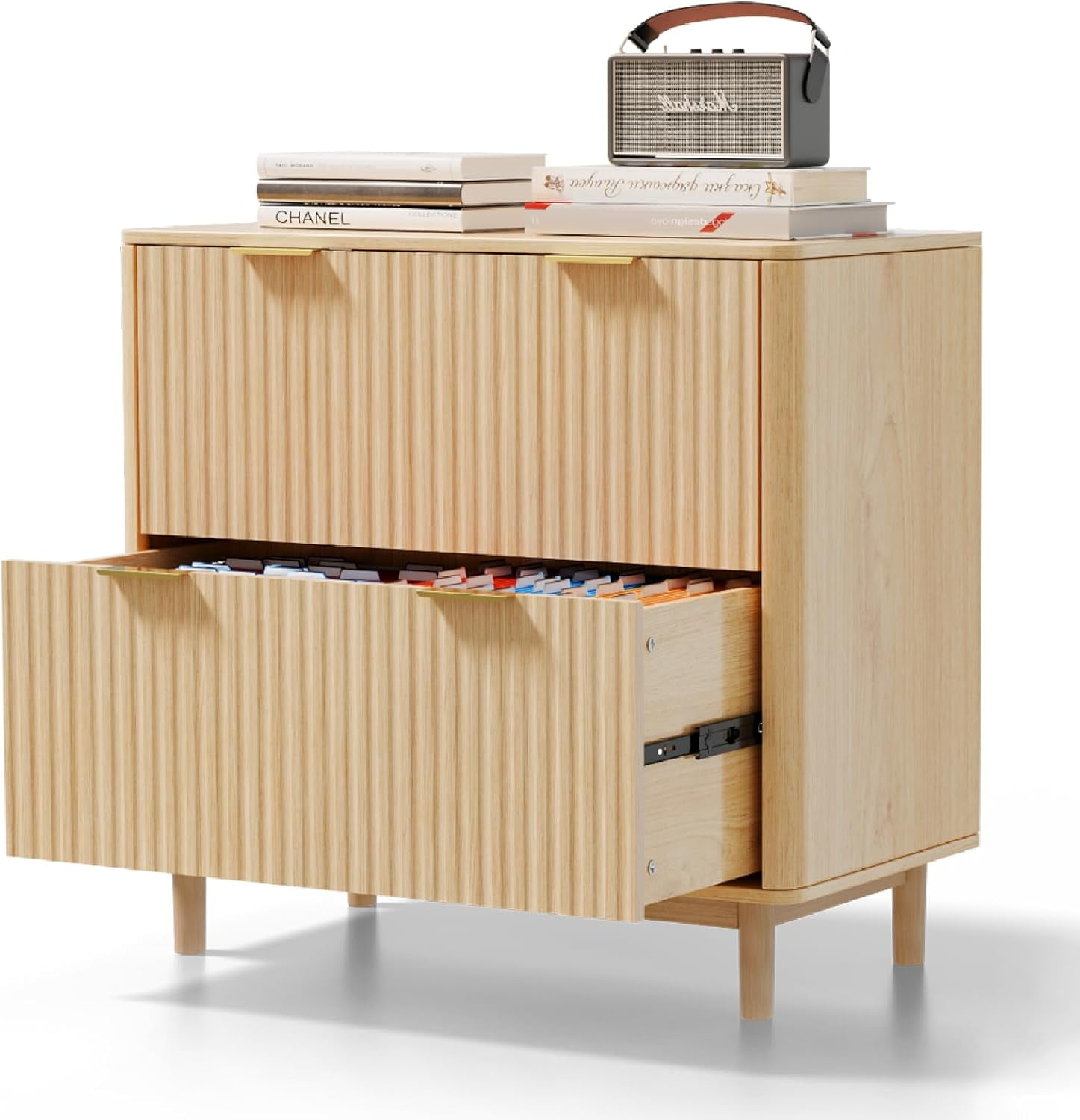 2 Drawer File Cabinet with Lock, Wood Rustic Gray Filing Cabinet for ...