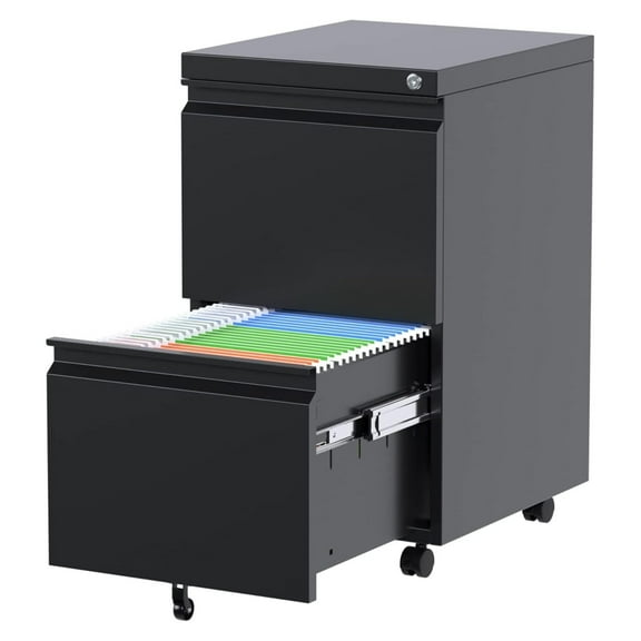 3 Drawer File Cabinet with Lock, Metal Under Desk Rolling Filing ...
