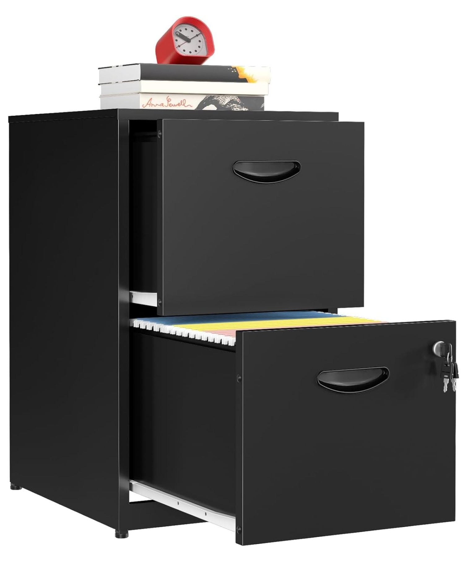 2 Drawer File Cabinet Metal, 18" D Black Vertical Filing Cabinet with ...