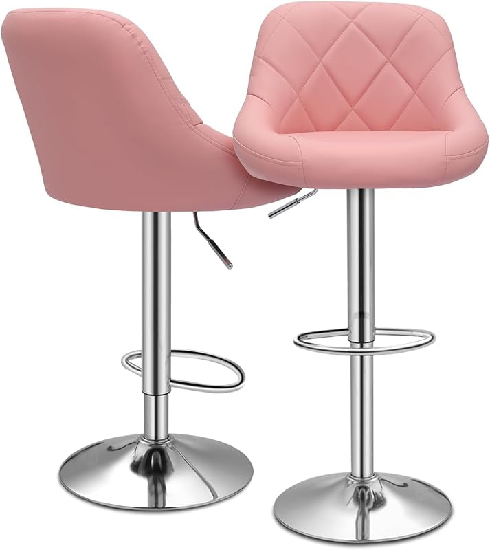 Bar Stool Set of 2, 360° Swivel Leather Barstool Counter Heigh Bar ...