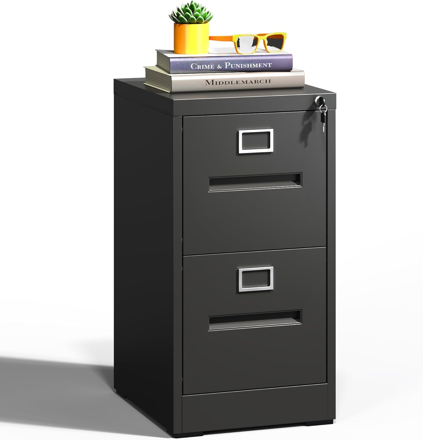 2 Drawer File Cabinet,Metal Filing Cabinets with Lock,Black Vertical ...