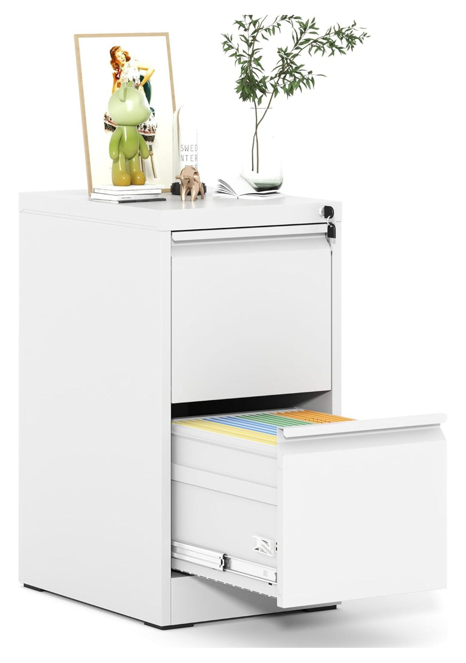 2 Drawer File Cabinet, Metal Vertical Filing Cabinet for Home Office ...