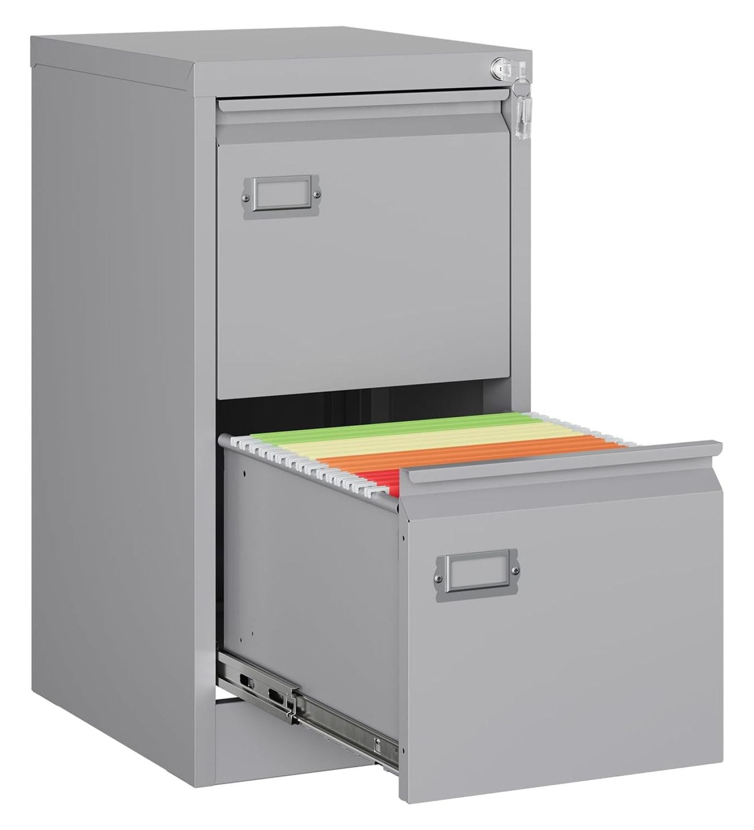 2 Drawer File Cabinet, Metal Vertical Filing Cabinets with Lock, Home ...