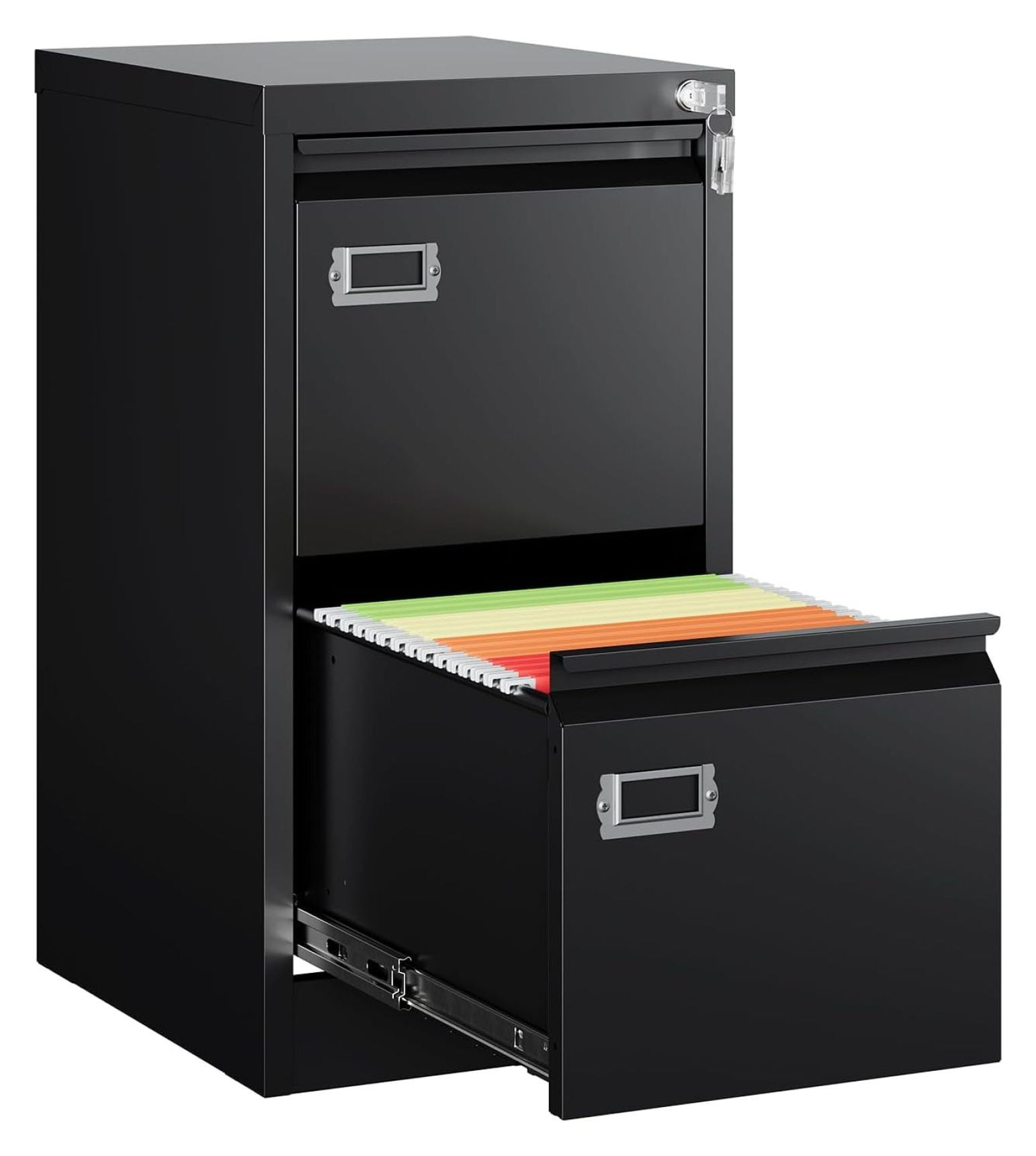 2 Drawer File Cabinet, Metal Vertical Filing Cabinets with Lock, Home ...