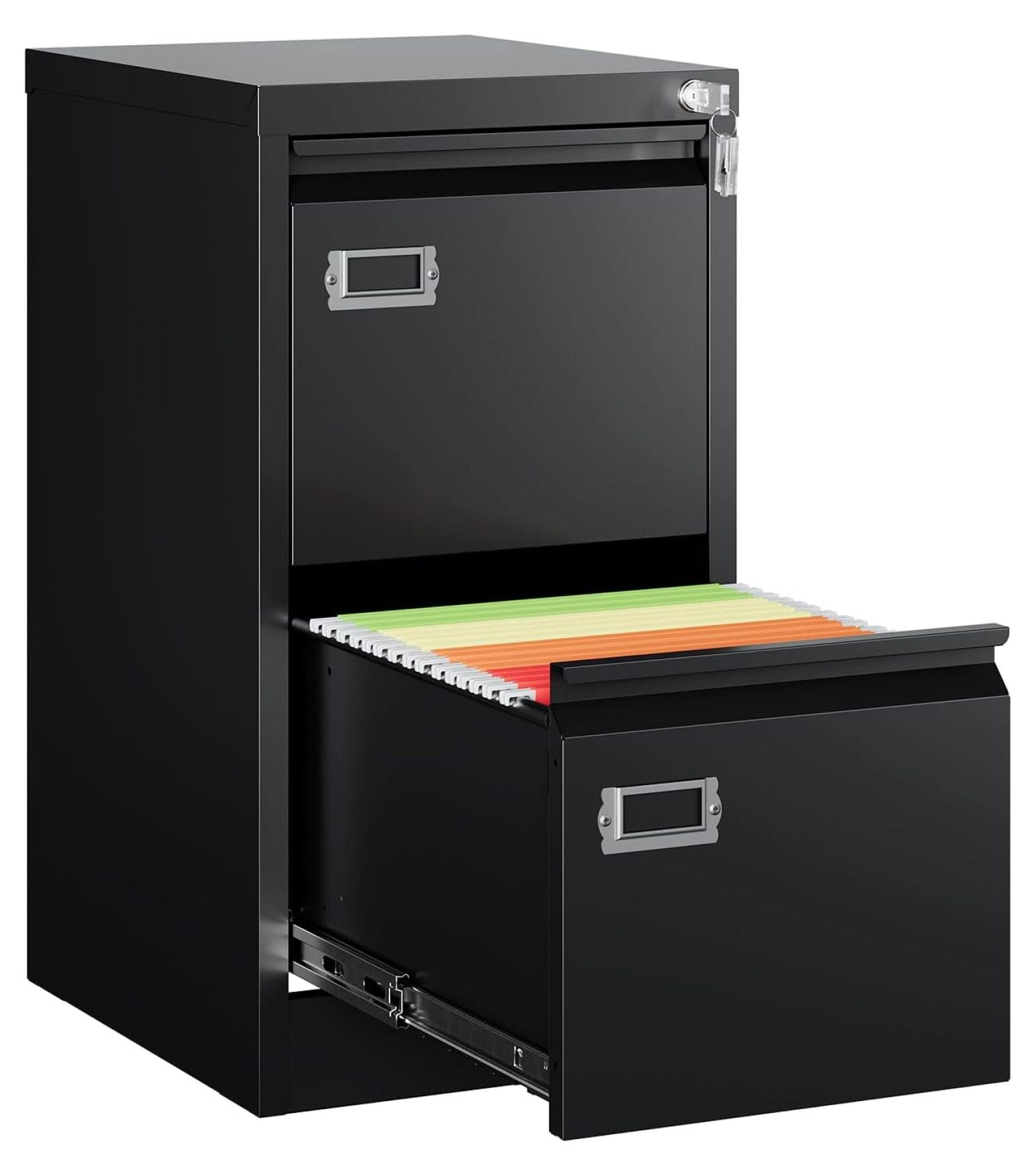 2 Drawer File Cabinet, Metal Vertical Filing Cabinets with Lock, Home ...