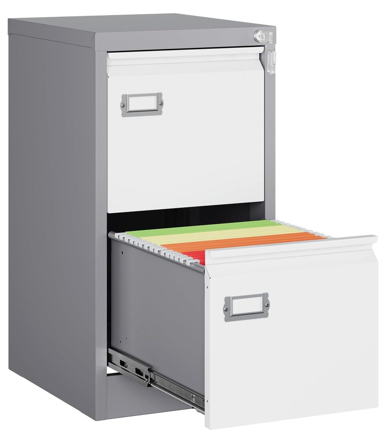2 Drawer File Cabinet, Metal Vertical Filing Cabinets with Lock, Home ...