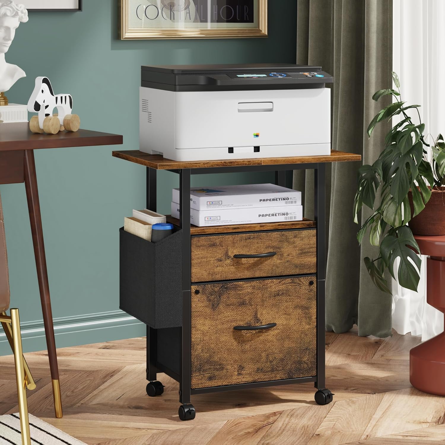 2 Drawer File Cabinet, Mobile Filing Cabinet with 24'' Extended ...