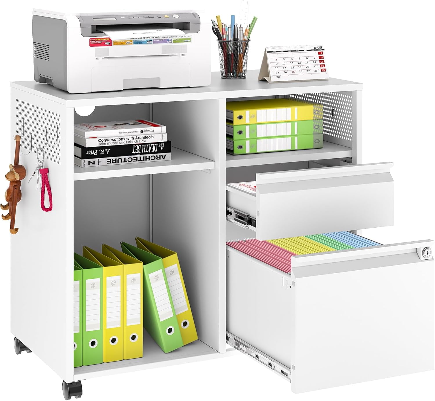 2-Drawer File Cabinet Mobile Filing Cabinet with Lock Lateral File ...