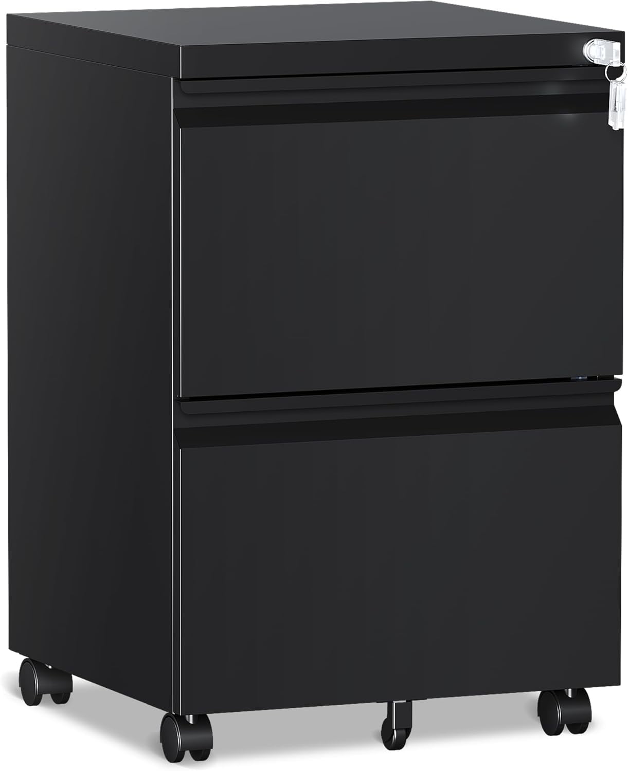 2 Drawer File Cabinet，Mobile Filing Cabinet with Lock and Wheels，Fully ...