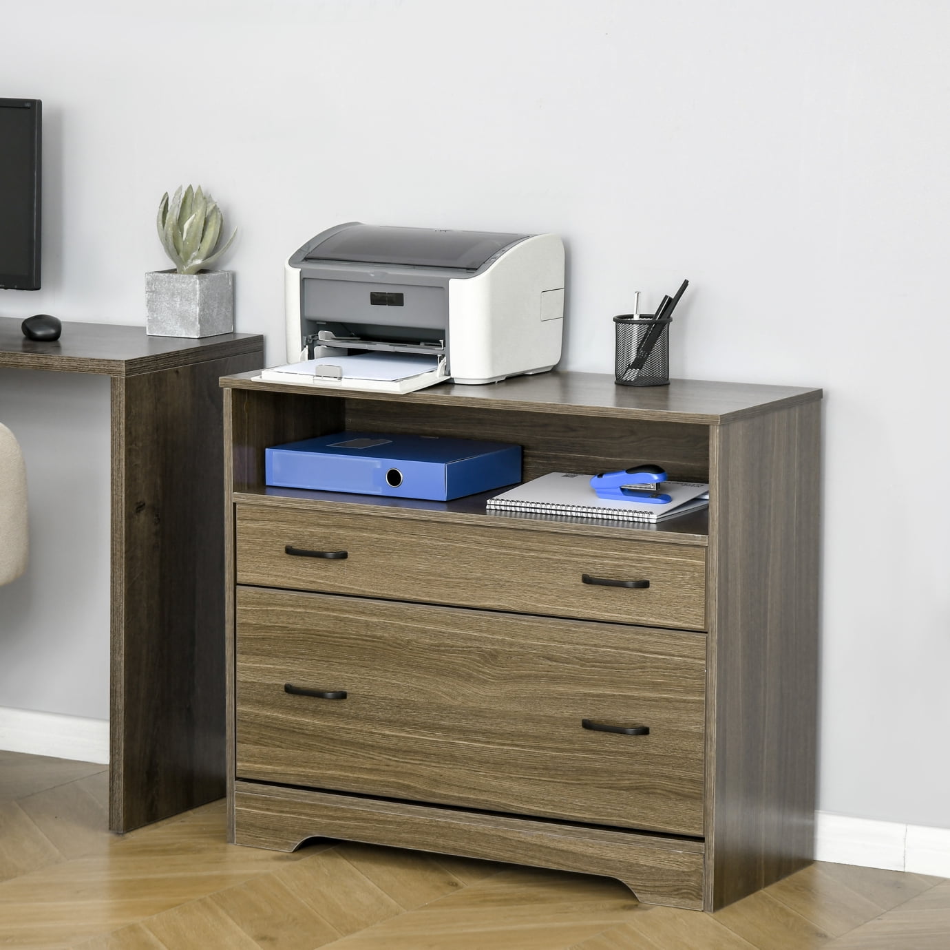 2 Drawer File Cabinet, Printer Stand Mobile Lateral Filing Cabinet with ...