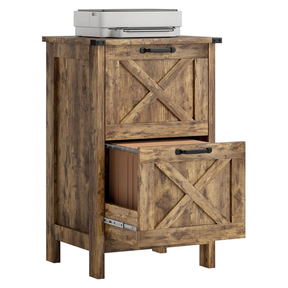 2-Drawer File Cabinet, Rustic Farmhouse Office Cabinet for A4/Letter ...