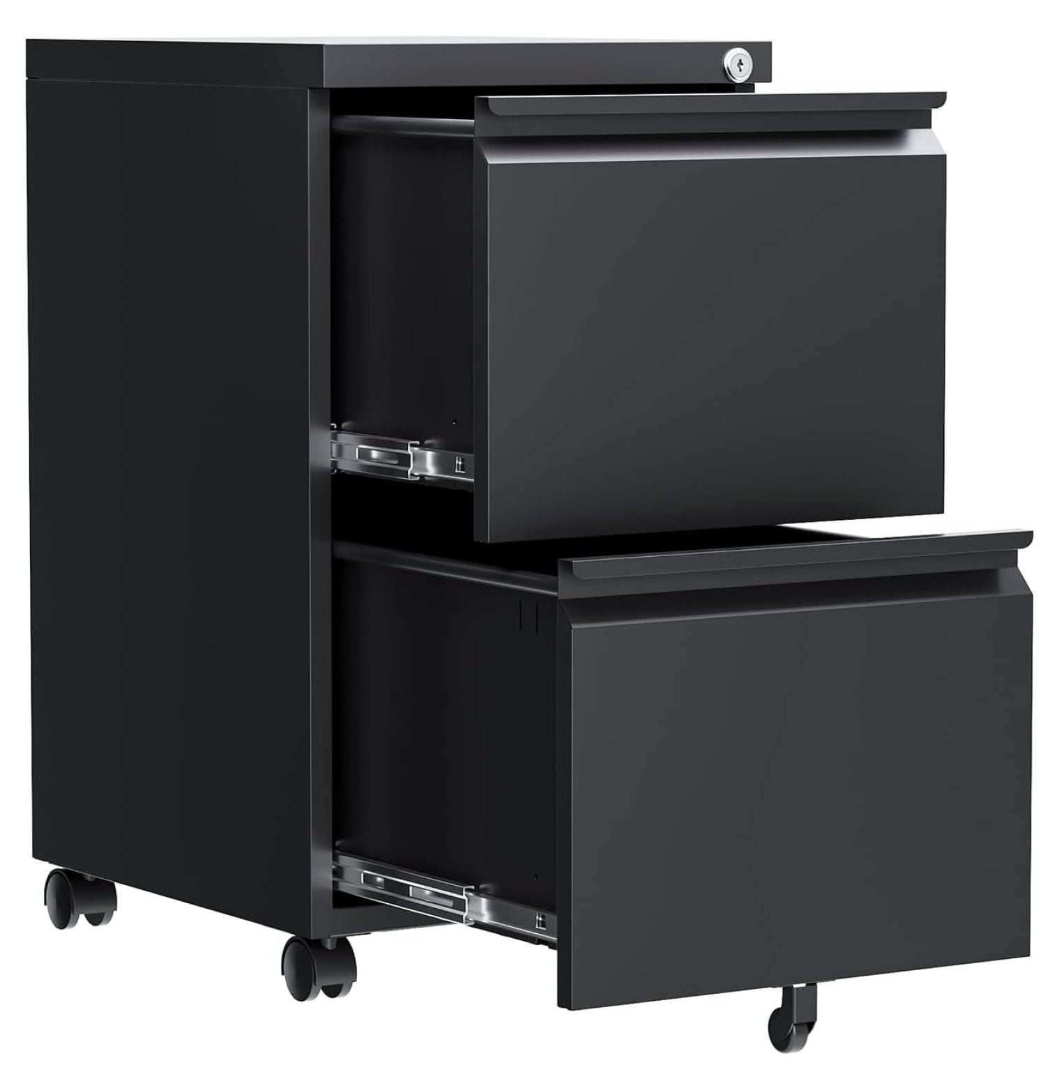2 Drawer File Cabinet, Small Mobile File Cabinet with Lock, Fully ...