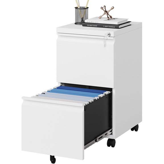 IKIMI Lockable Rolling Office 3 Drawer Mobile File Cabinet, Under Desk ...