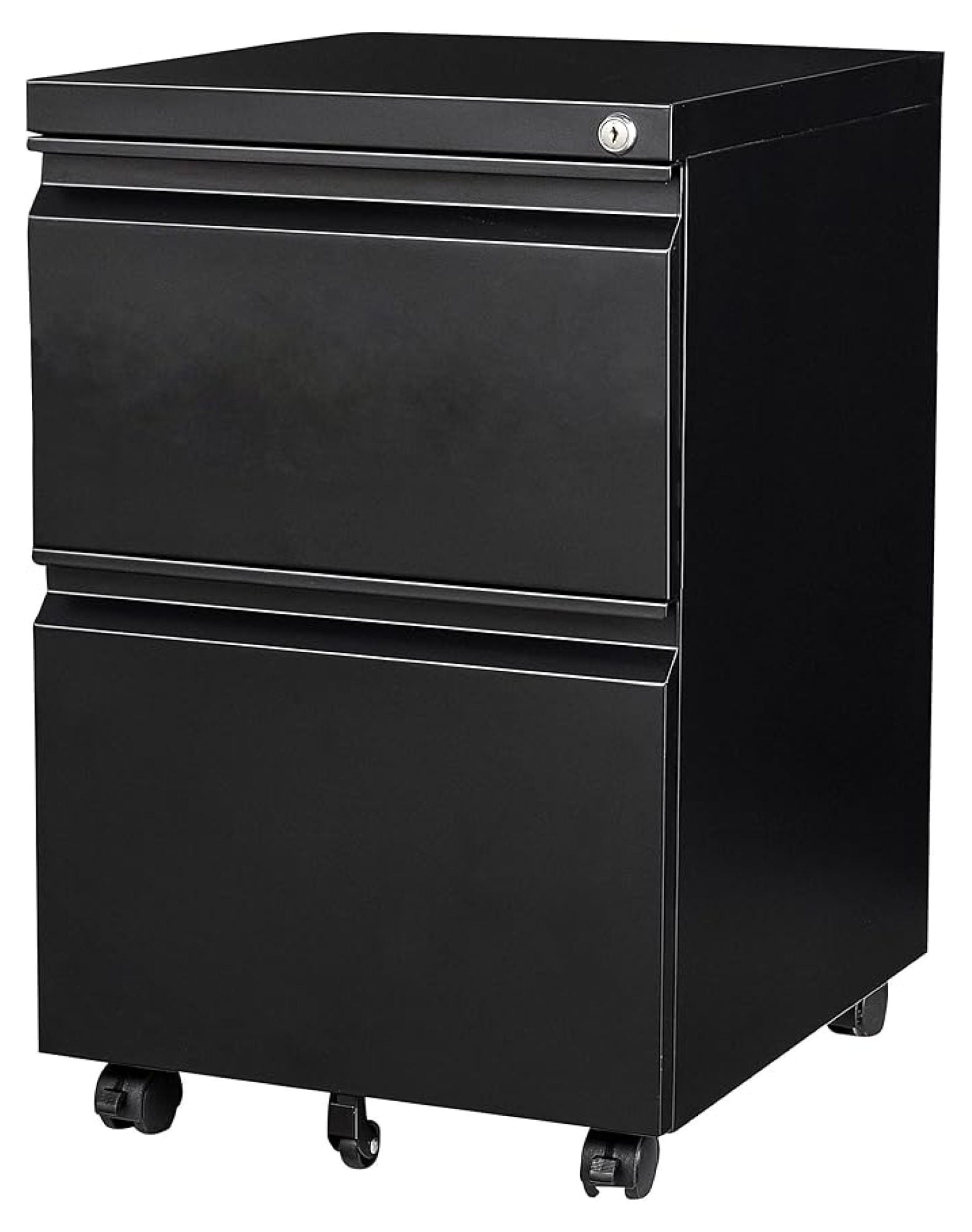 2 Drawer File Cabinet on Wheels,Metal Filing Cabinet with Lock,Black ...