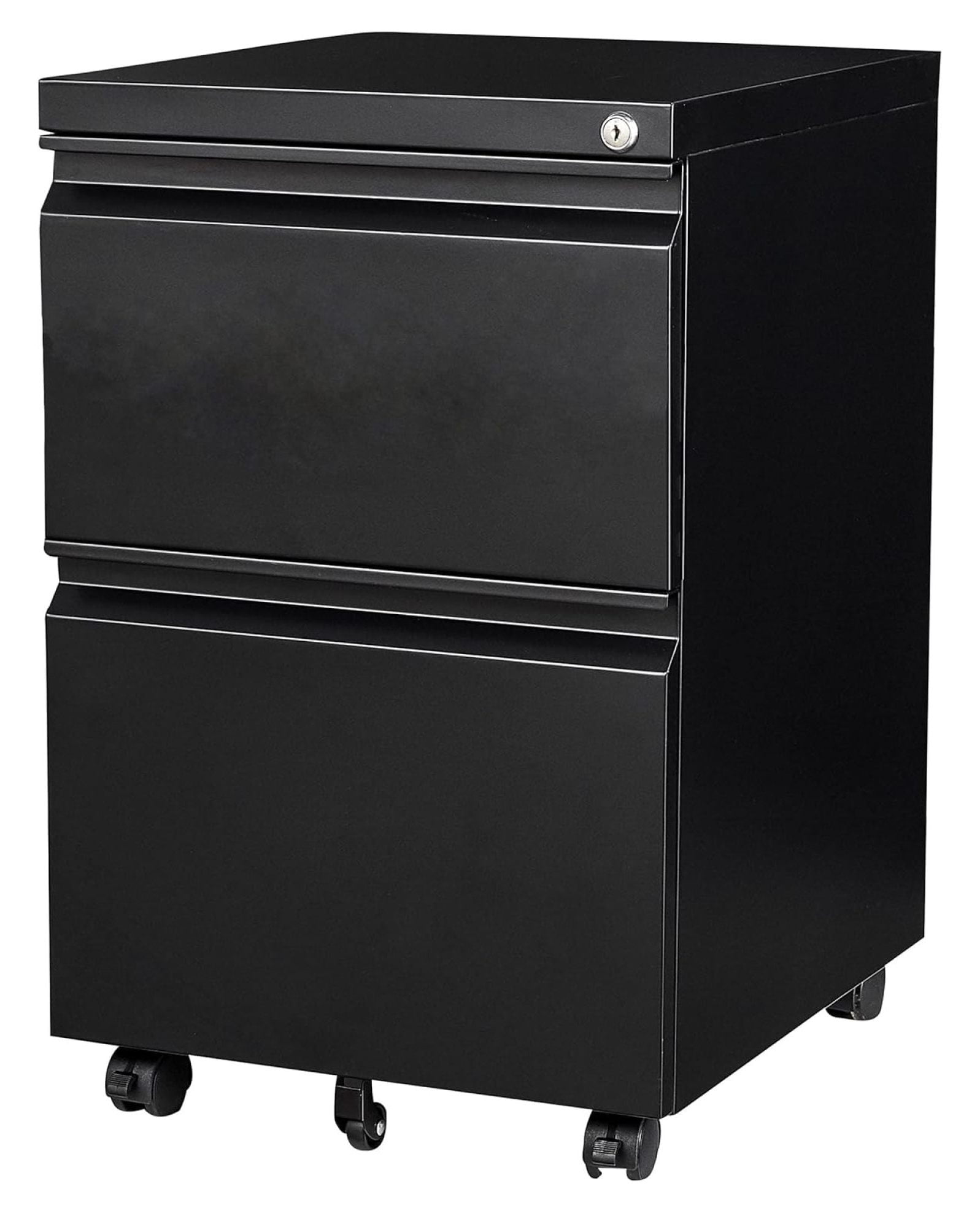 2 Drawer File Cabinet on Wheels,Metal Filing Cabinet with Lock,Black ...