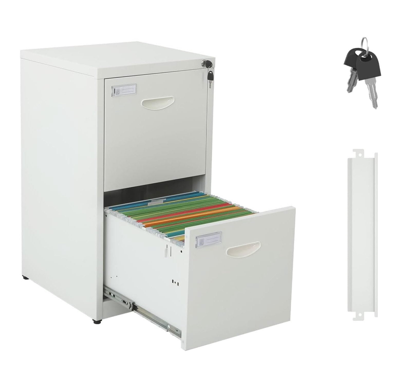 2 Drawer File Cabinet，White Metal Filing Cabinets with Lock,Two Drawer ...