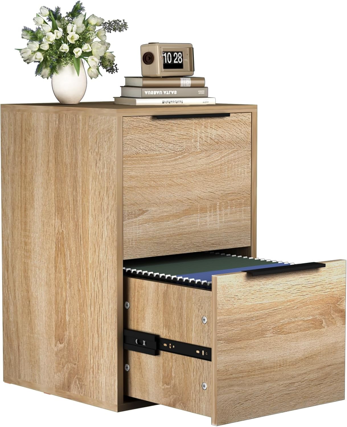 2 Drawer File Cabinet, Wood File Cabinets with Hanging Bars for Letter ...