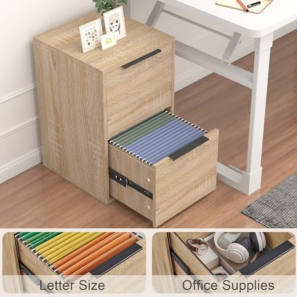 2 Drawer File Cabinet, Wood File Cabinets with Hanging Bars for Letter ...