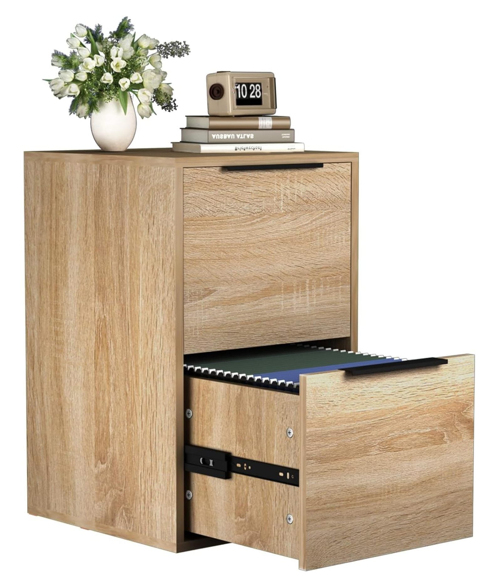 2 Drawer File Cabinet, Wood Small Filing Cabinets with Hanging Bars for ...