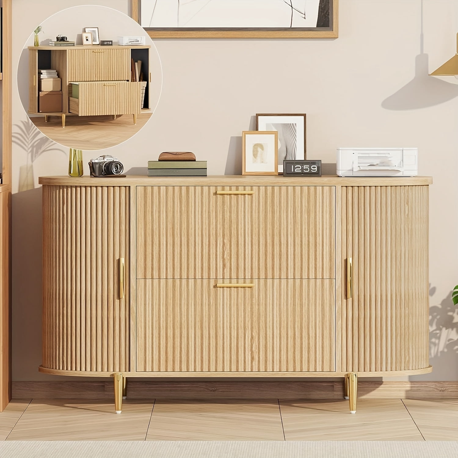 2 Drawer File Cabinet, fit Legal/Letter/A4 Size, 39.4" Filing Cabinet ...