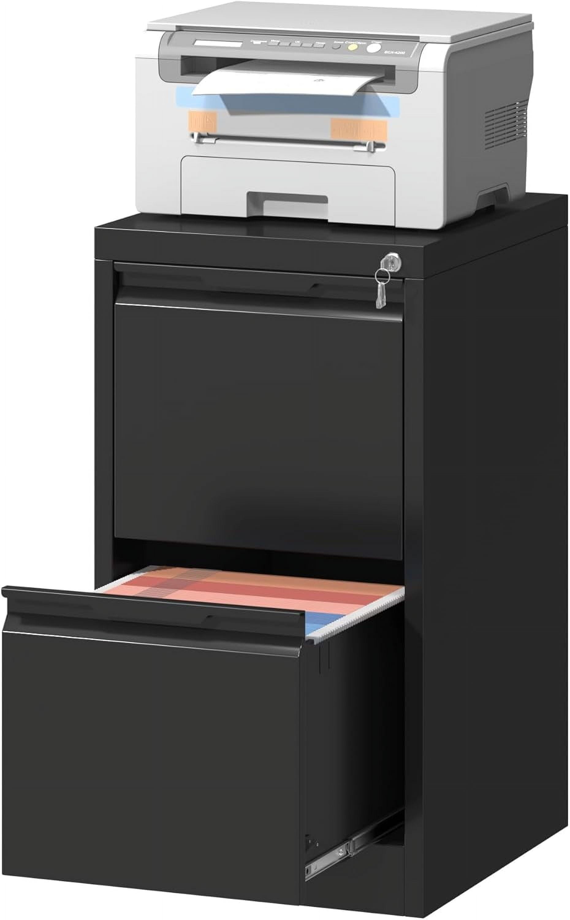 2 Drawer File Cabinet with Lock,Black Metal Filing Cabinets,Steel ...