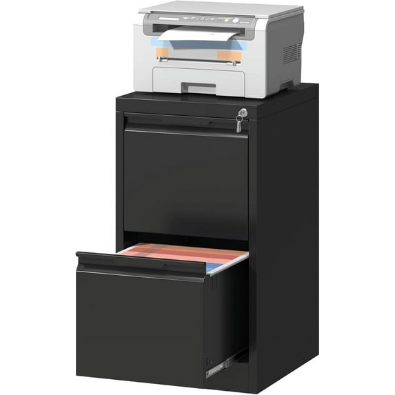 2 Drawer File Cabinet with Lock,Black Metal Filing Cabinets,Steel ...