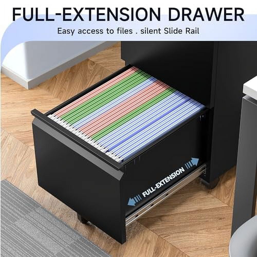 2 Drawer File Cabinet with Lock, Mobile File Cabinet for Home Office ...