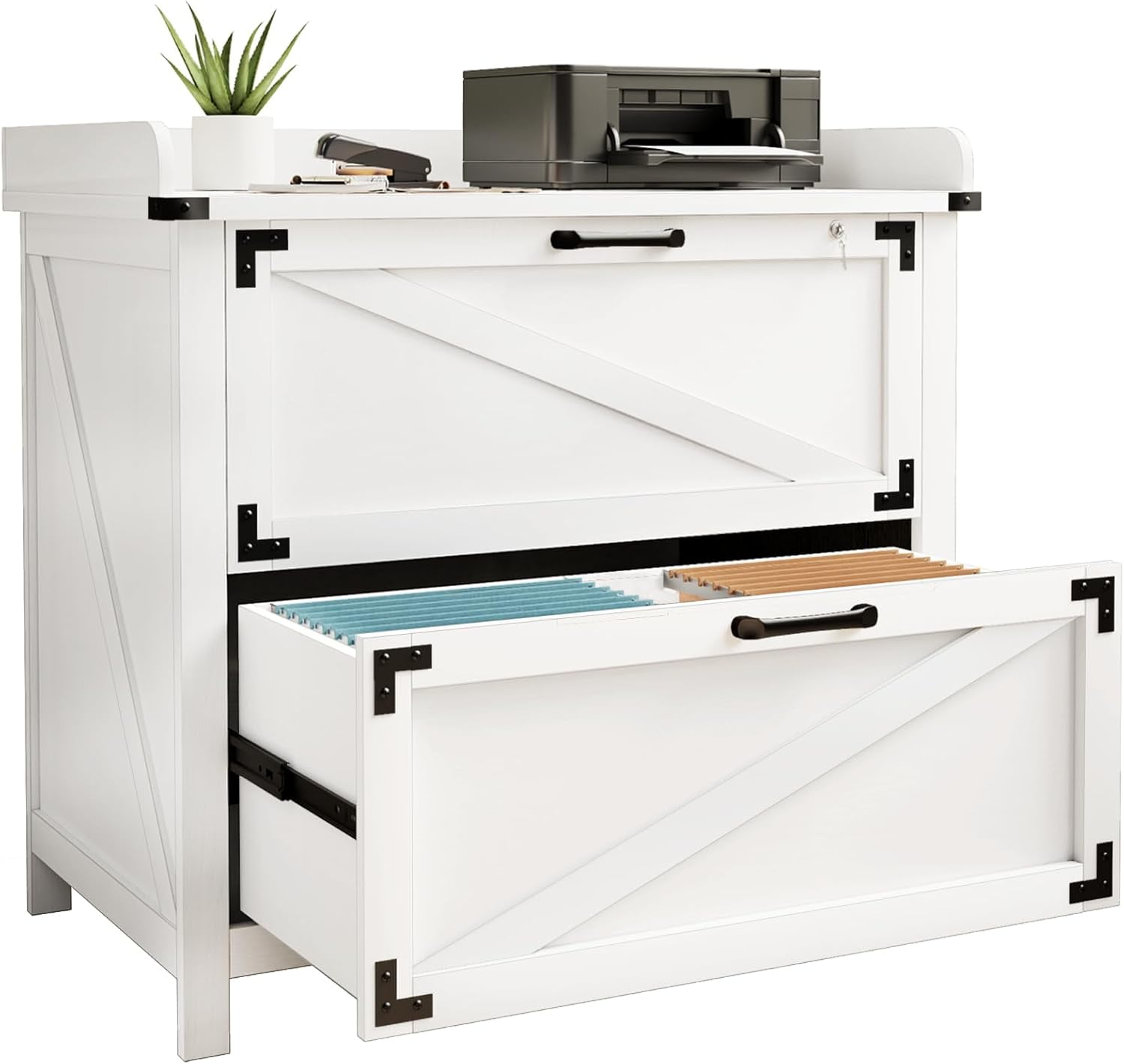 2 Drawer File Cabinet with Lock, Modern Farmhouse Filing Cabinet for ...