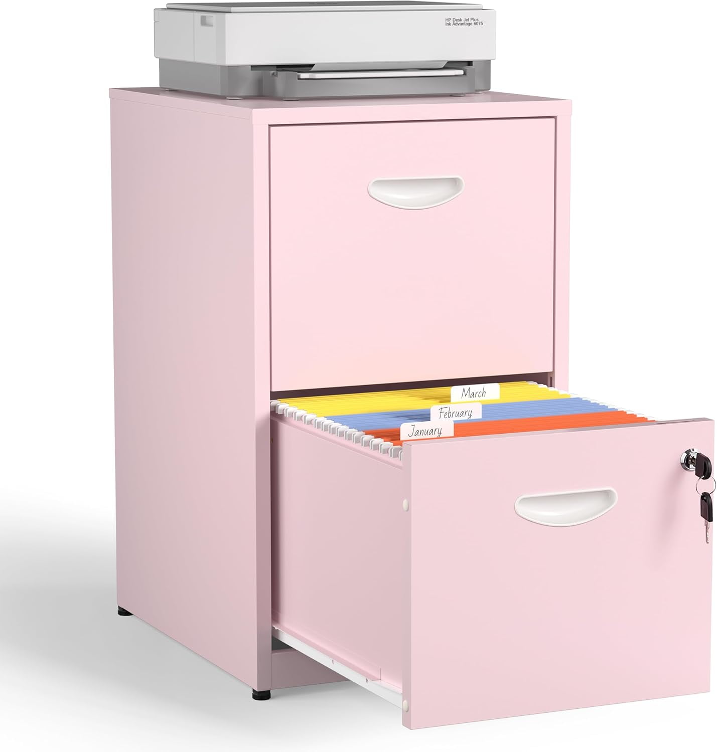 2 Drawer File Cabinet with Lock,Pink Metal Filing Cabinets,Vertical ...