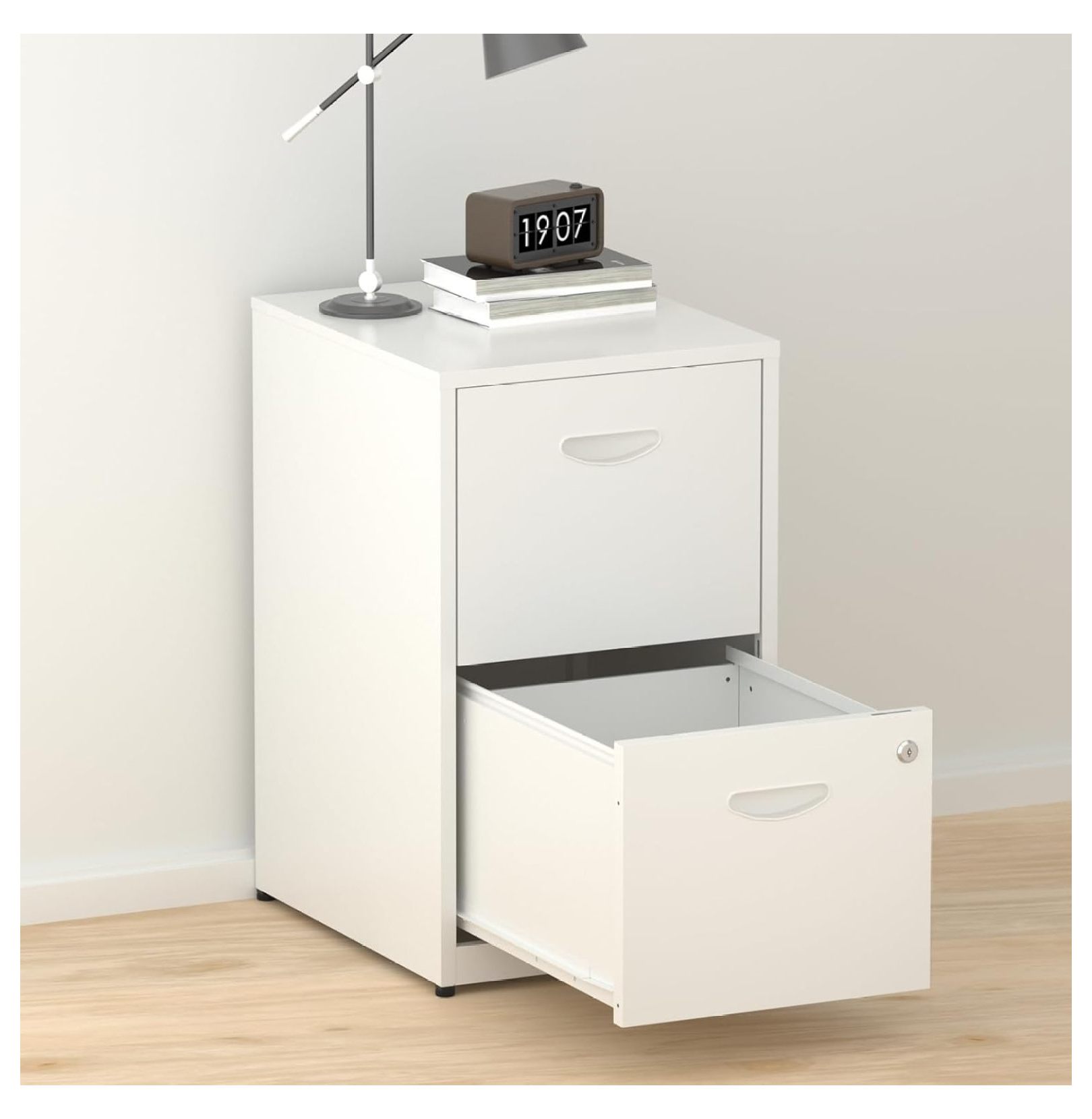 2 Drawer File Cabinet with Lock,White Small Filing Cabinet for Home ...