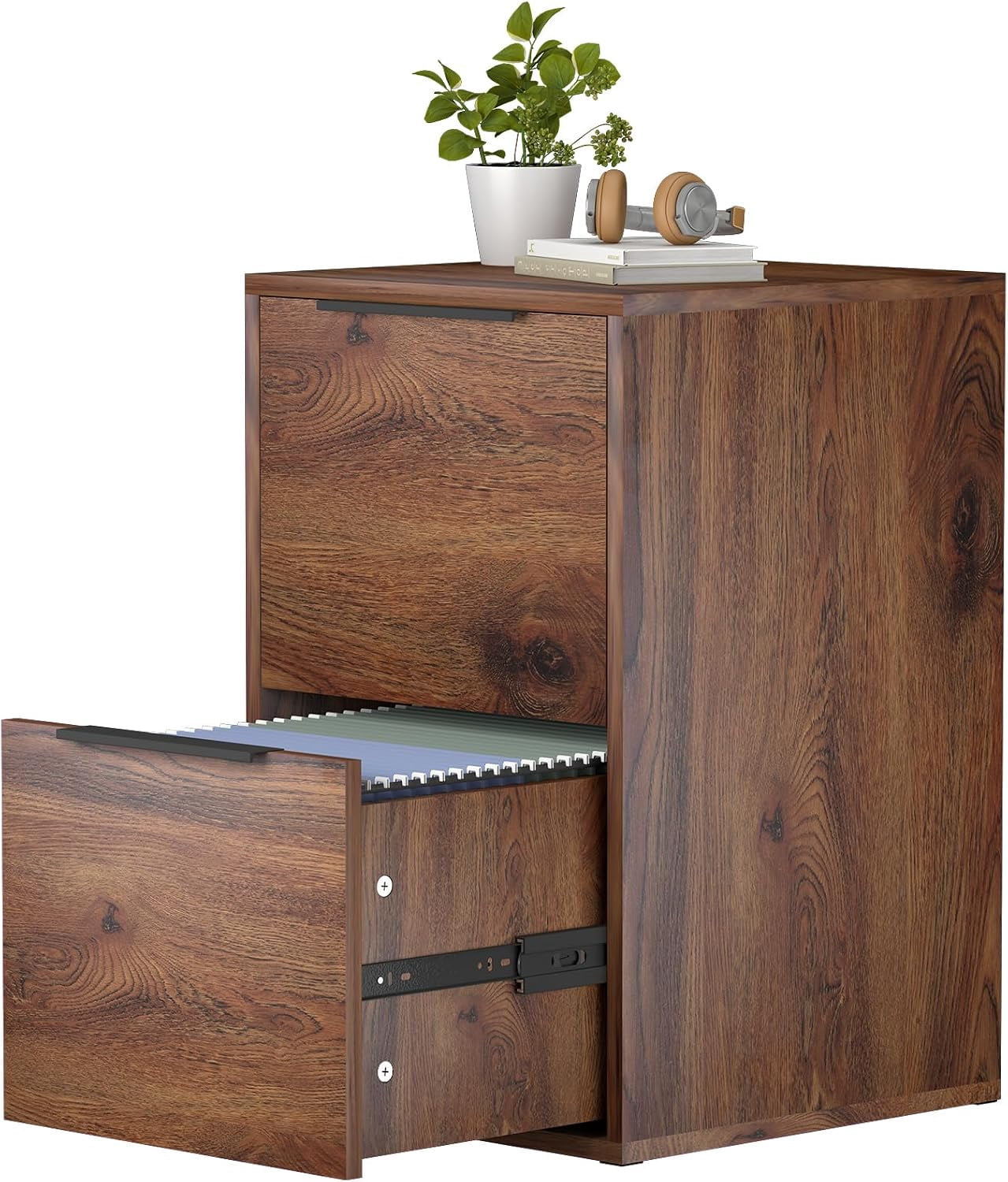 2 Drawer File Cabinets, Wood File Cabinet with Hanging Bar for Letter ...