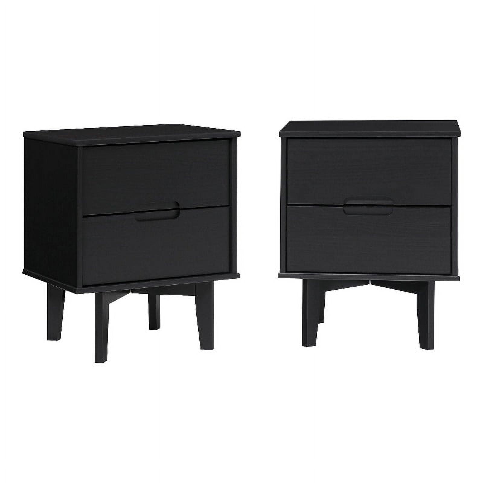 2-Drawer Groove Handle Wood Nightstand - 2PK - Black - Walmart.com