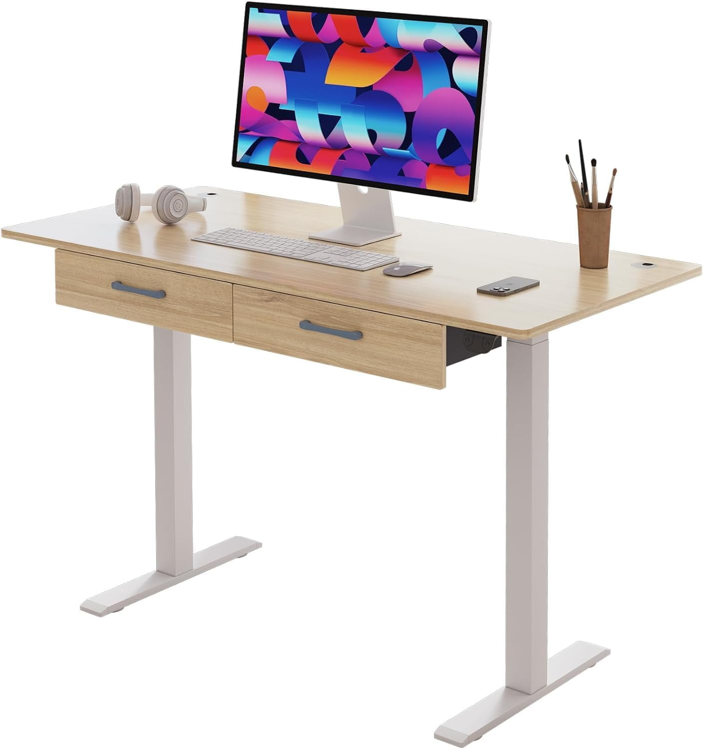 2-Drawer Height Adjustable 45" Electric Standing Desk - Upgraded Ultra ...