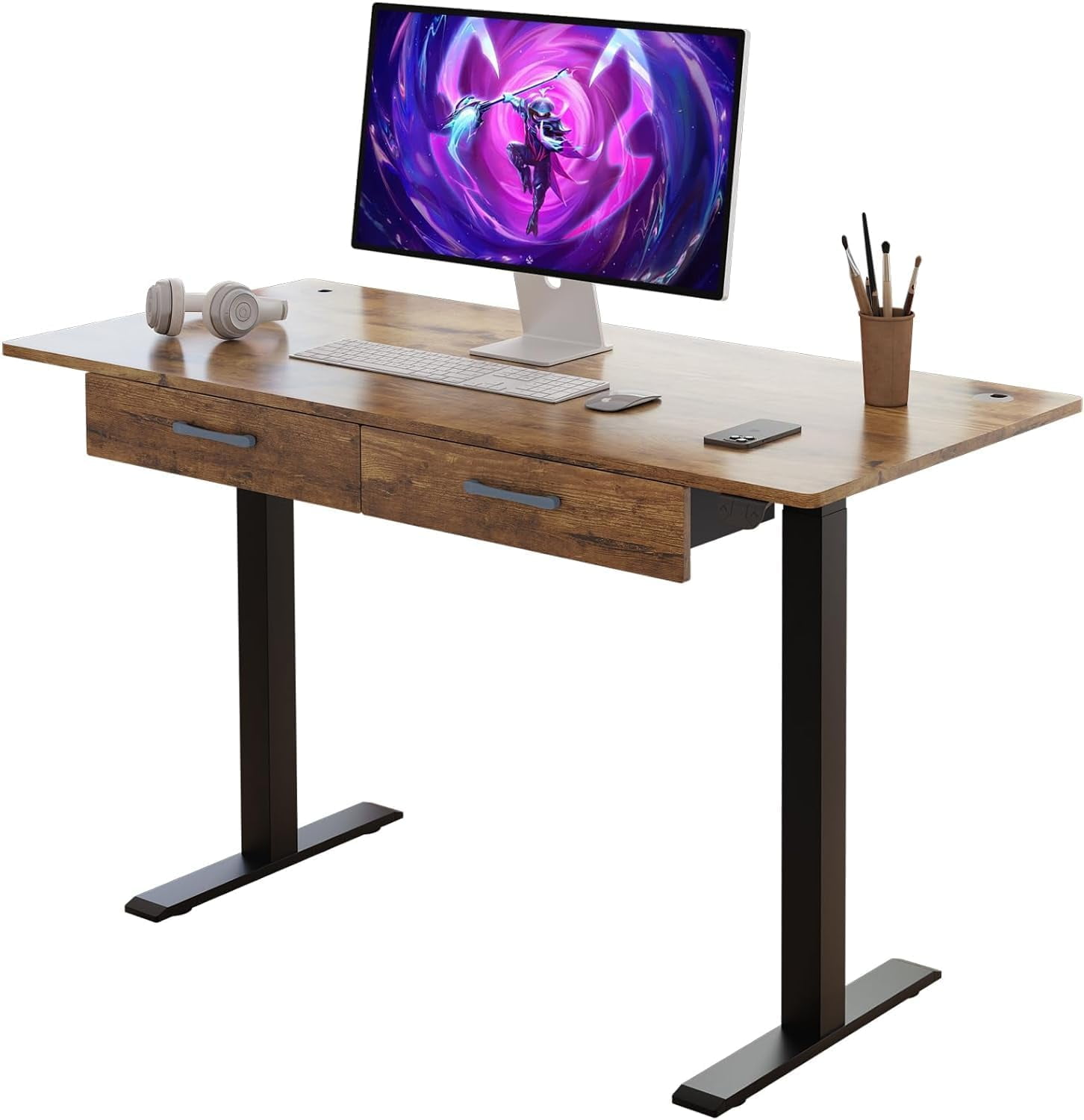 2-Drawer Height Adjustable 45" Electric Standing Desk - Upgraded Ultra ...