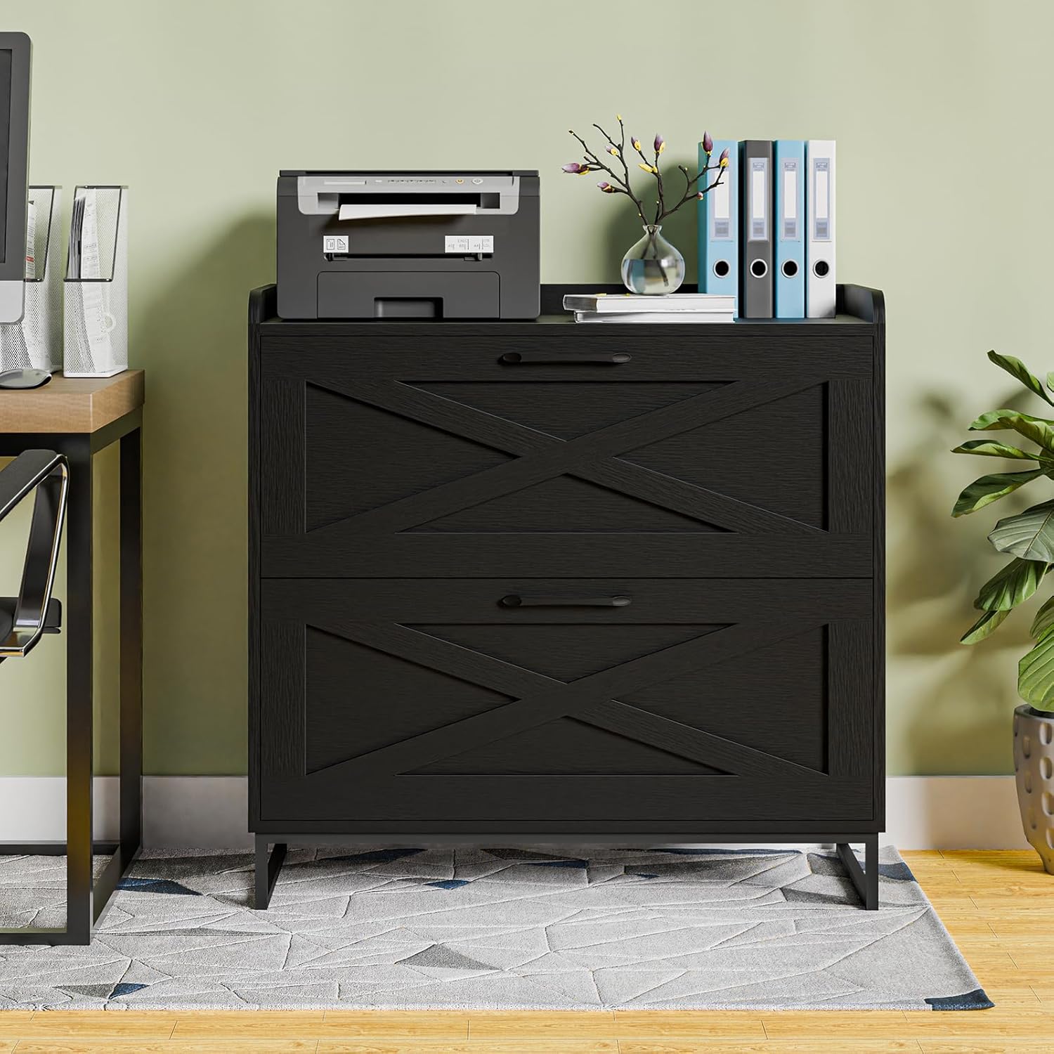 2 Drawer Lateral File Cabinet, Filing Cabinet with Charging Station for Letter/Legal/A4 Size ...