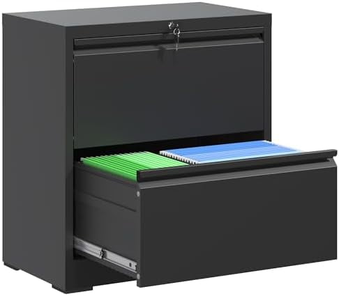 2 Drawer Lateral File Cabinet with Lock, 26.8" Wide Metal Filing Cabinets for Home Office, Steel ...