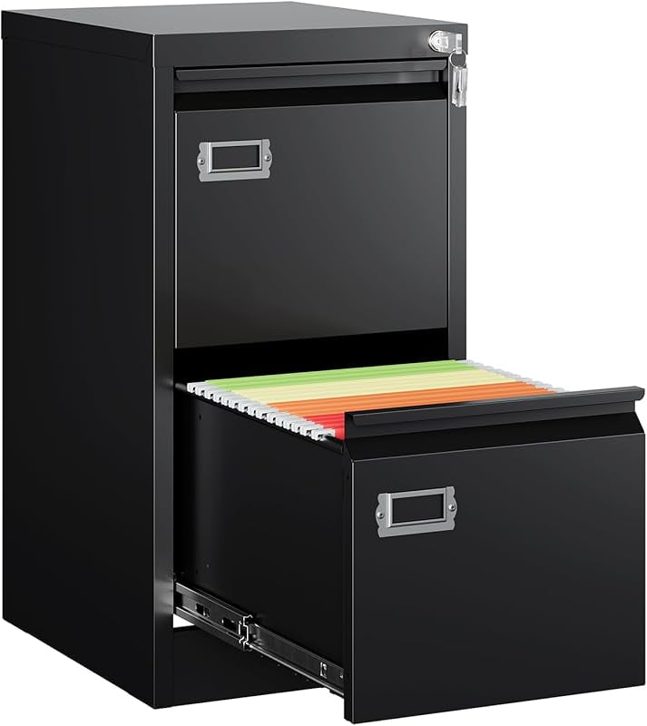 2 Drawer Lateral File Cabinet with Lock, Filing Cabinet for Home Office, Easy Assemble, Metal ...