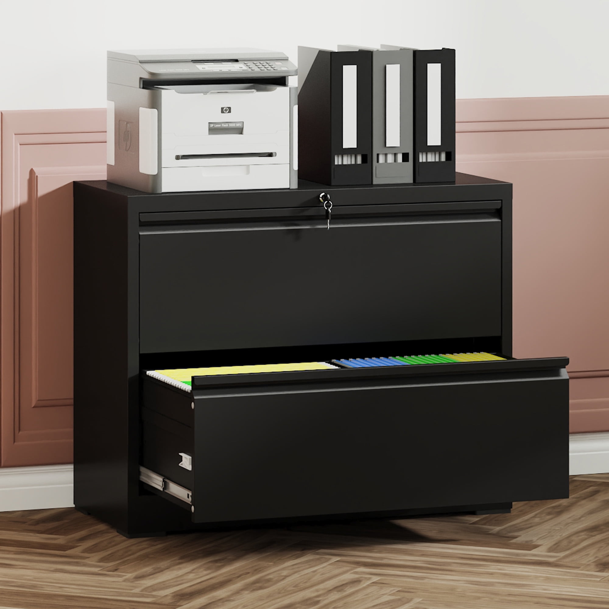 2 Drawer Lateral File Cabinet with Lock – Heavy-Duty Metal Filing ...