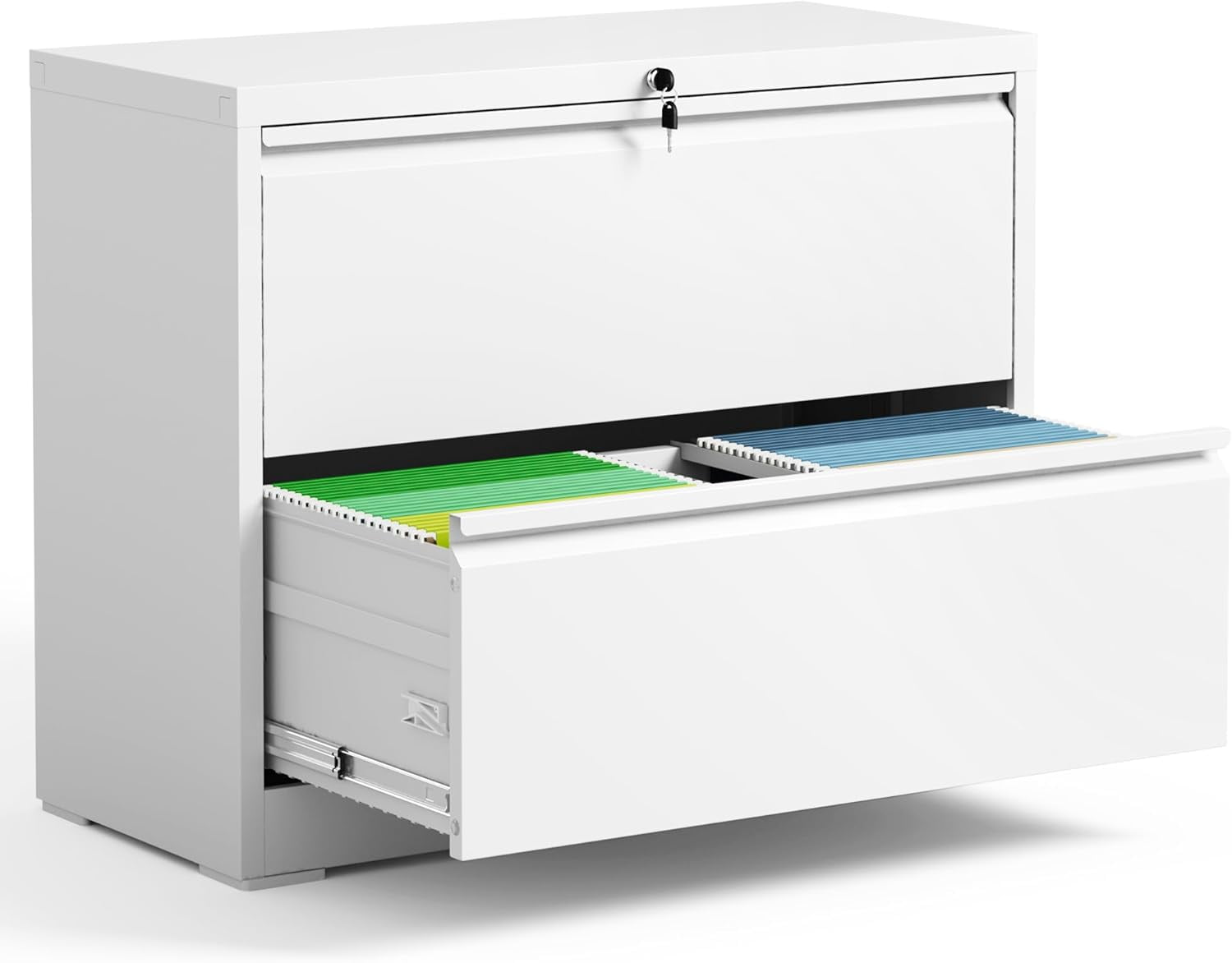 2 Drawer Lateral File Cabinet with Lock, Metal Filing Cabinets for Home ...